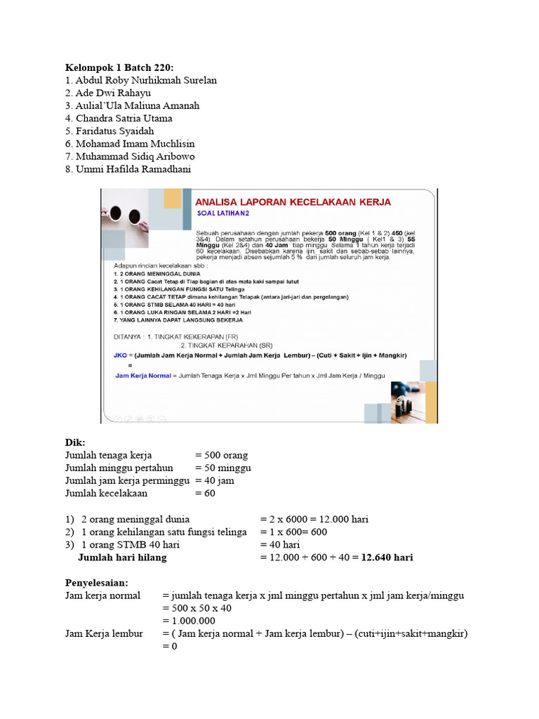 Analisis Laporan Kecelakaan Kerja Kel 1 | PDF