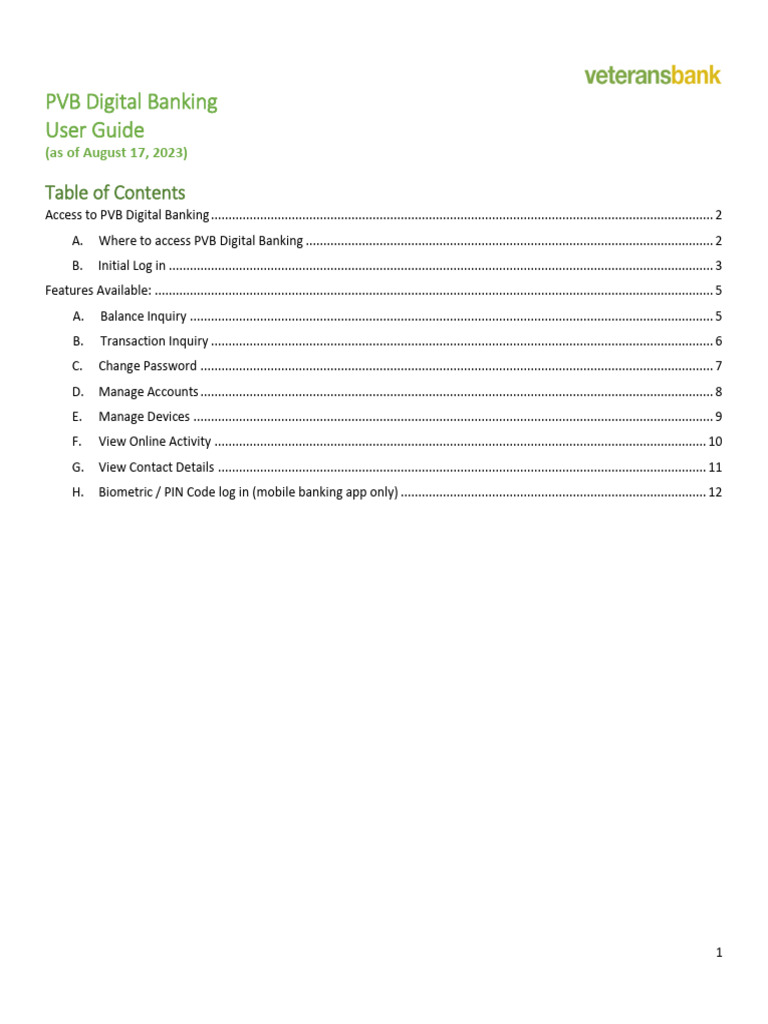 PVB Digital Banking User Guide | PDF | Mobile App | Password