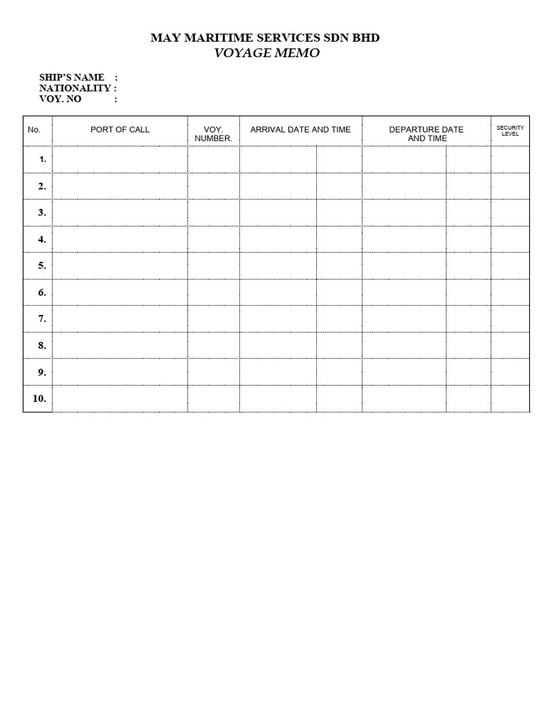 Voyage Memo for Maritime Services | PDF