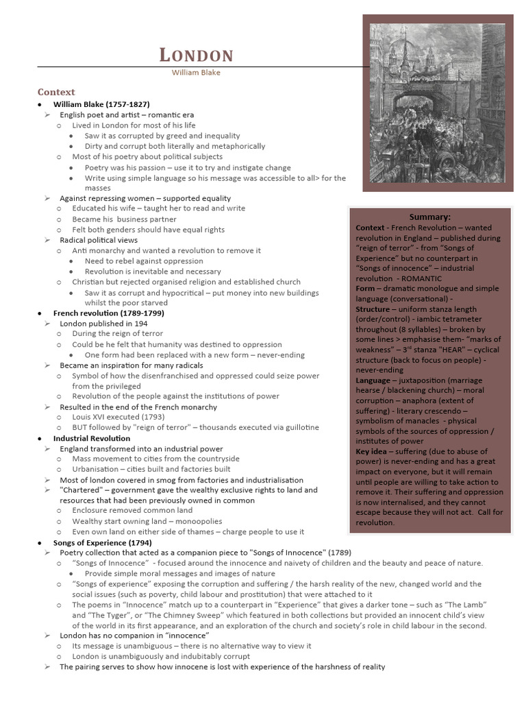 TES Notes - London | PDF | William Blake | Prostitution