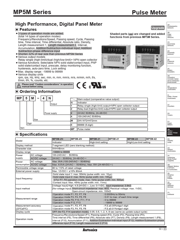 MP5M Series Pulse Meter Guide | PDF | Power Supply | Bipolar Junction ...
