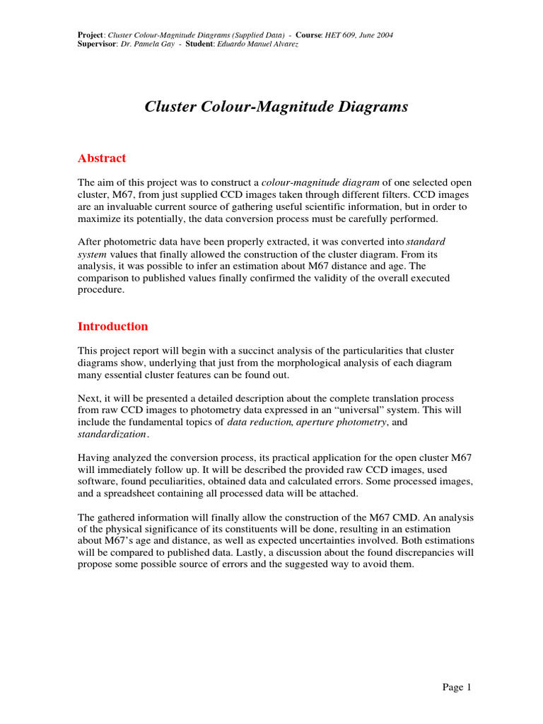 Cluster Colour Magnitude Diagrams | PDF | Stars | Apparent Magnitude