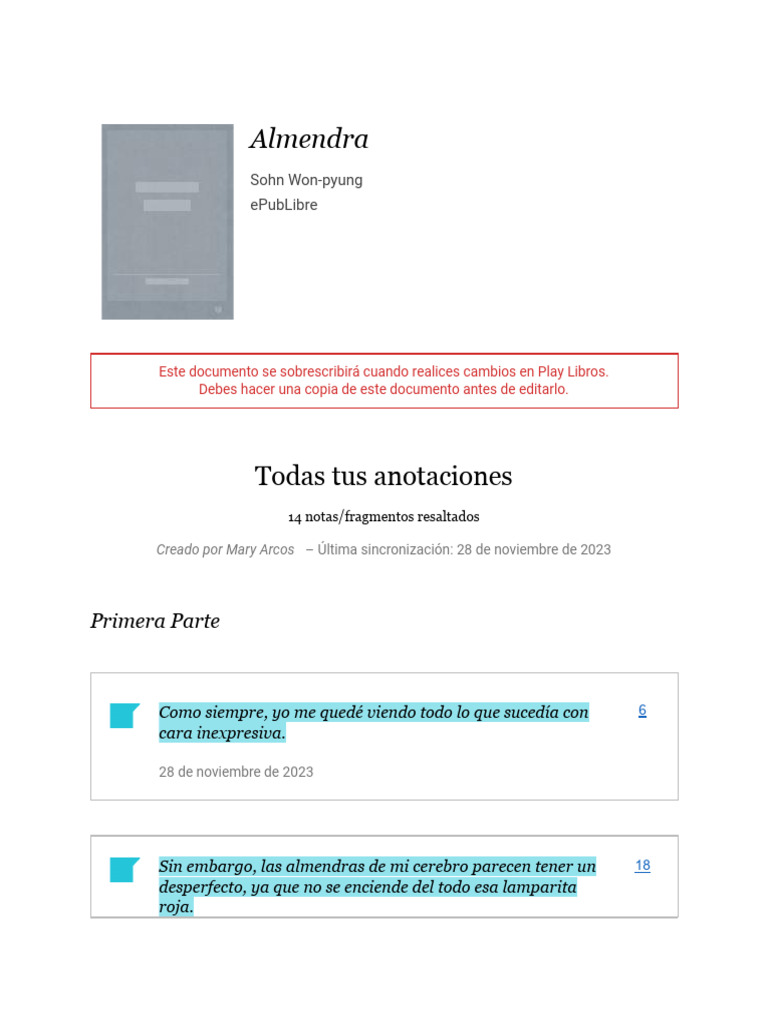Notas de - Almendra | PDF