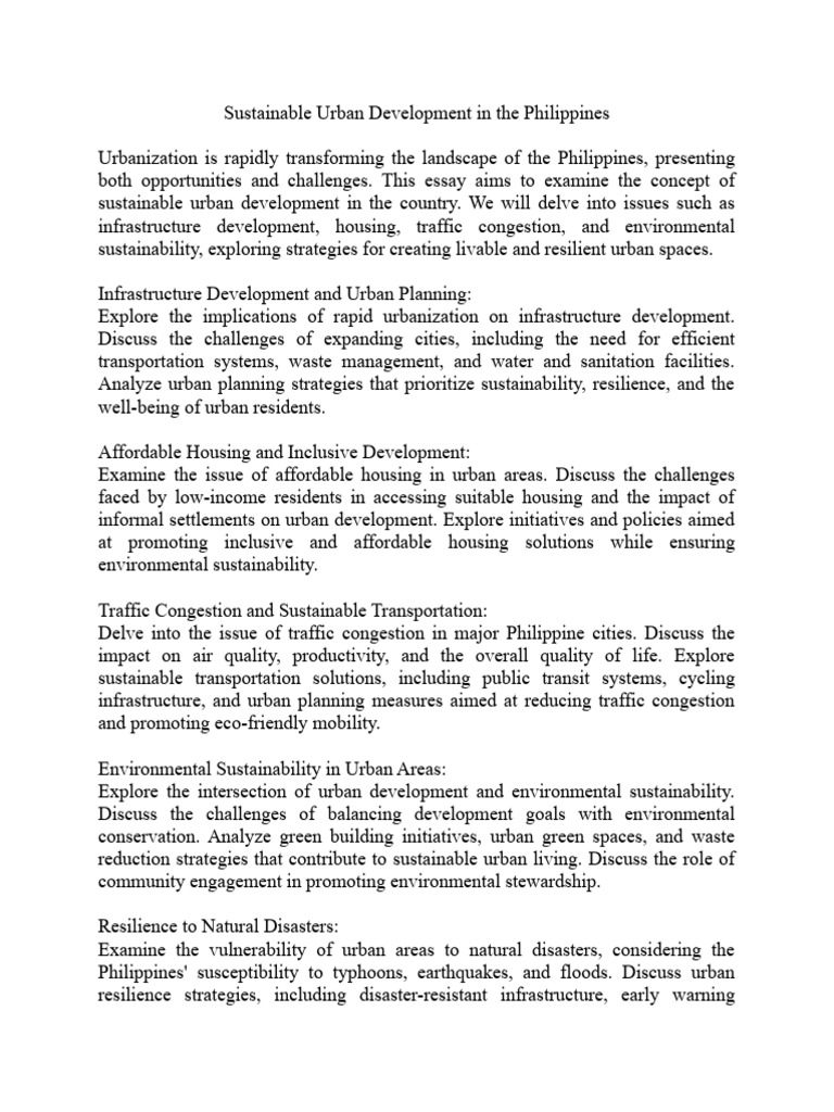 Sustainable Cities in the Philippines | PDF | Sustainability | Urban ...