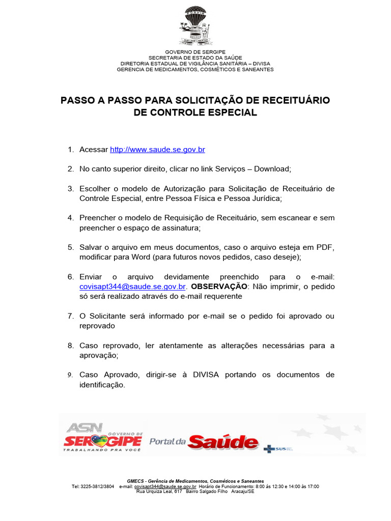 Passo A Passo para Solicitação de Receituáro de Controle Especial 1 1 ...