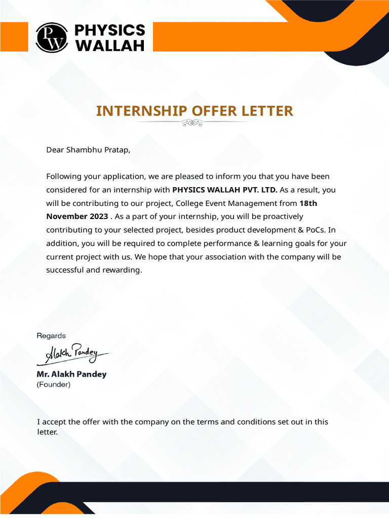 PW Skill Internship Certificate | PDF