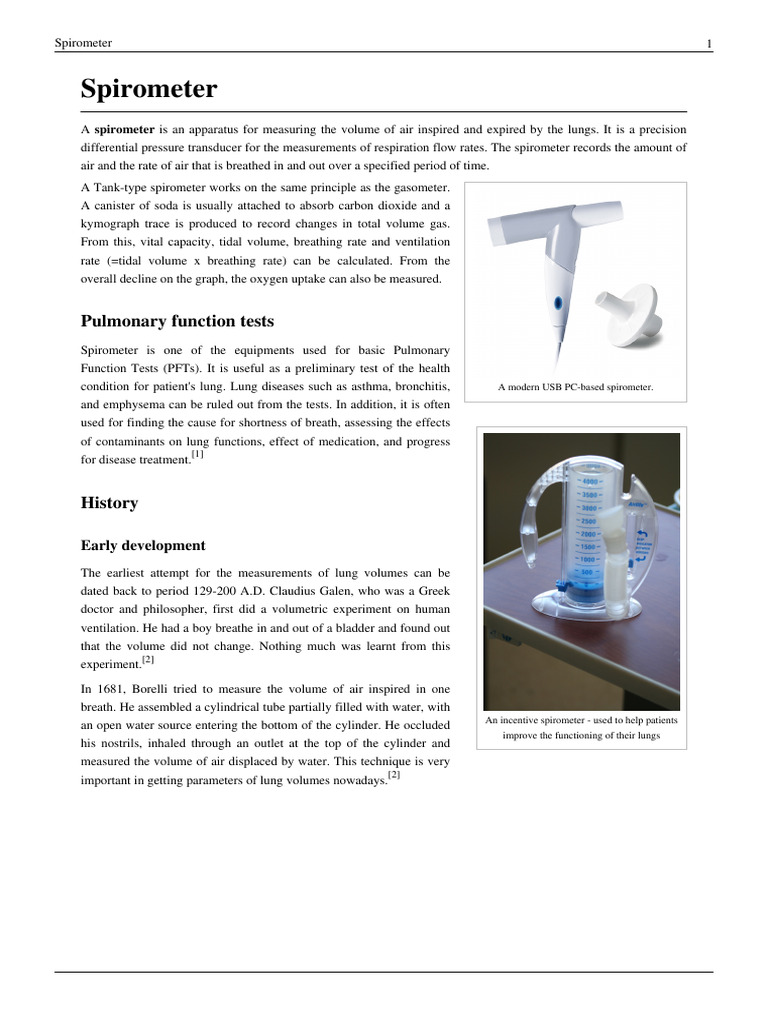 Spirometer Pdf Clinical Medicine Respiration