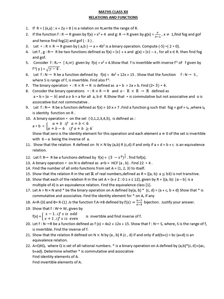 Class Xii Maths Project | PDF | Algebra | Mathematical Relations Class Xii Maths Project | PDF | Algebra | Mathematical Relations
