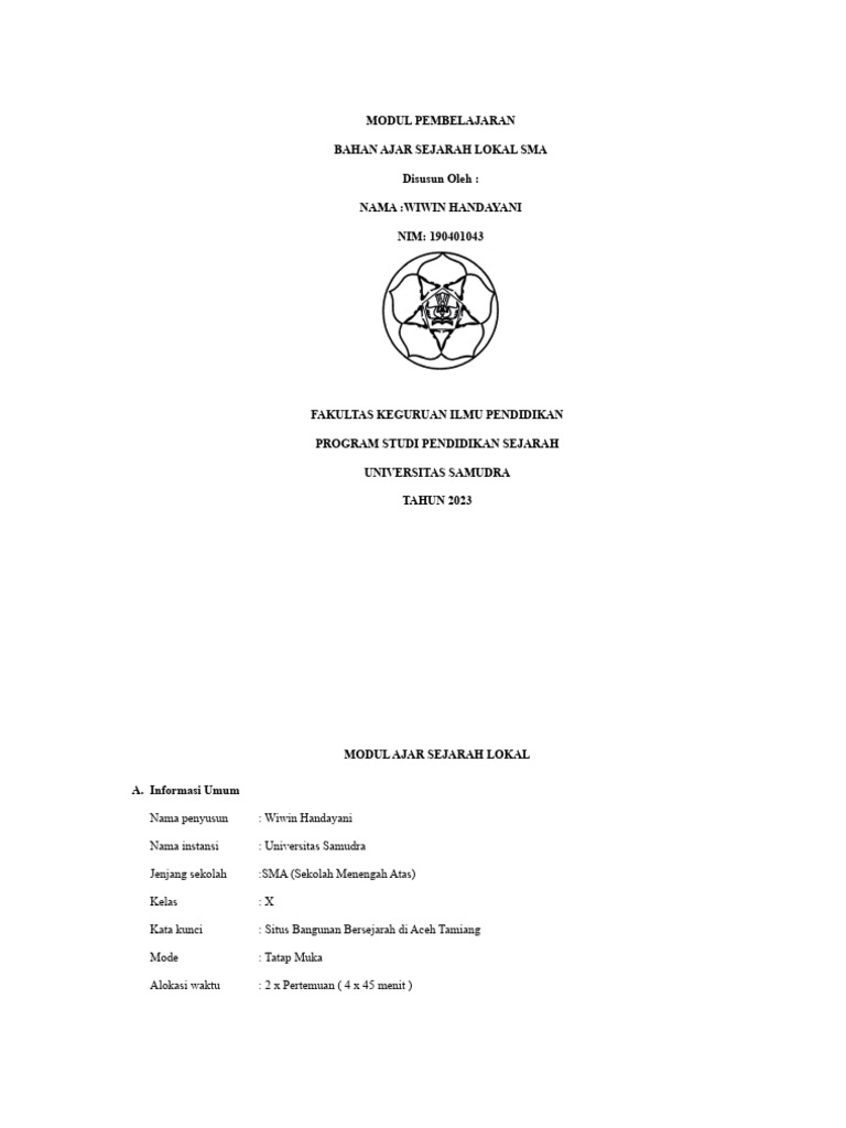 MODUL - AJAR - SEJARAH - LOKAL (1) Wiwin | PDF