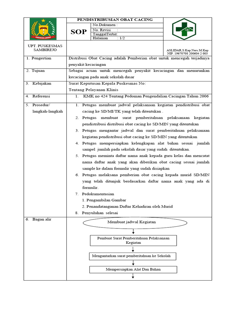 Sop Pendistribusian Obat Cacing | PDF