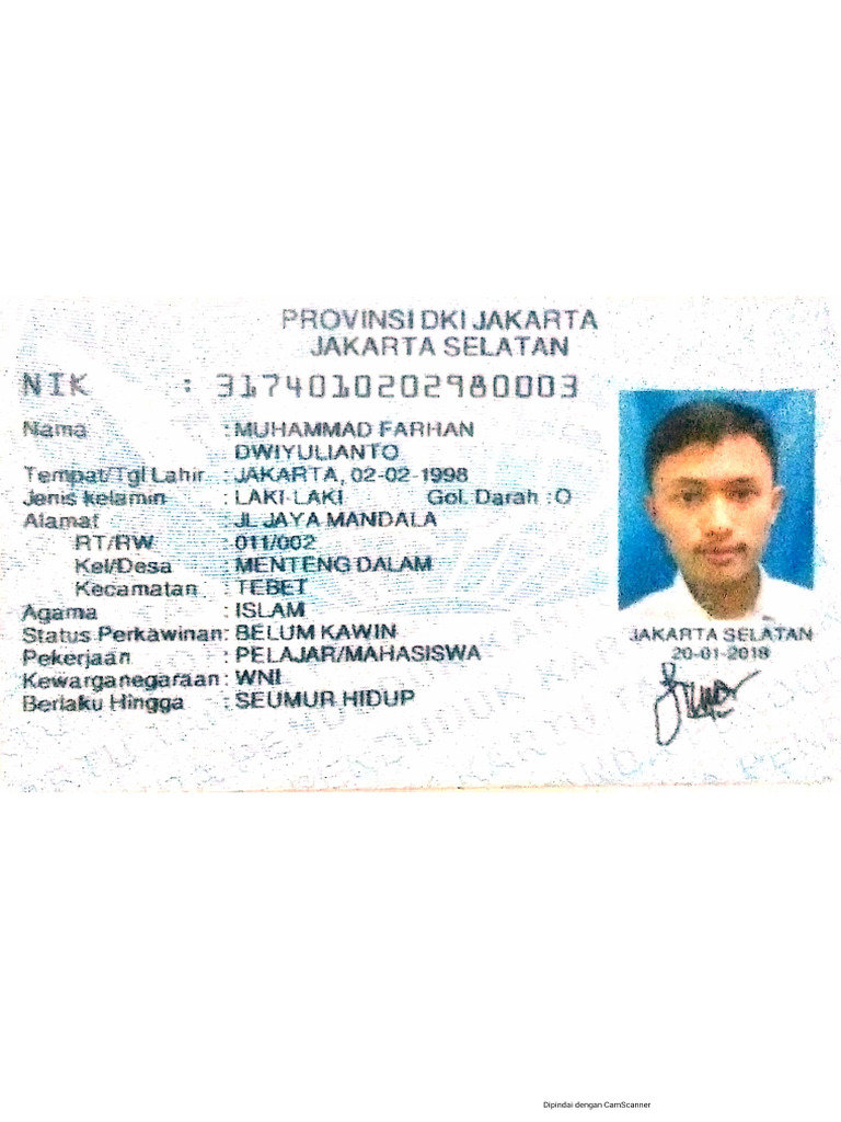 Scan KTP - Farhan - TO TB Jakarta Barat | PDF