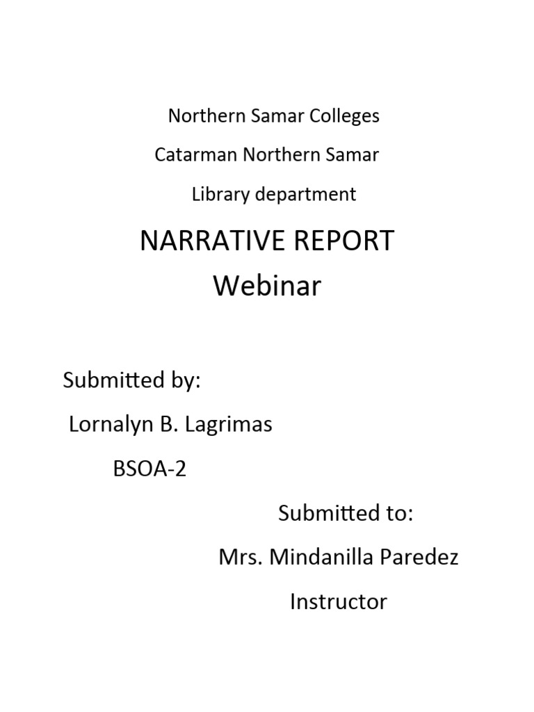 Narrative Report | PDF