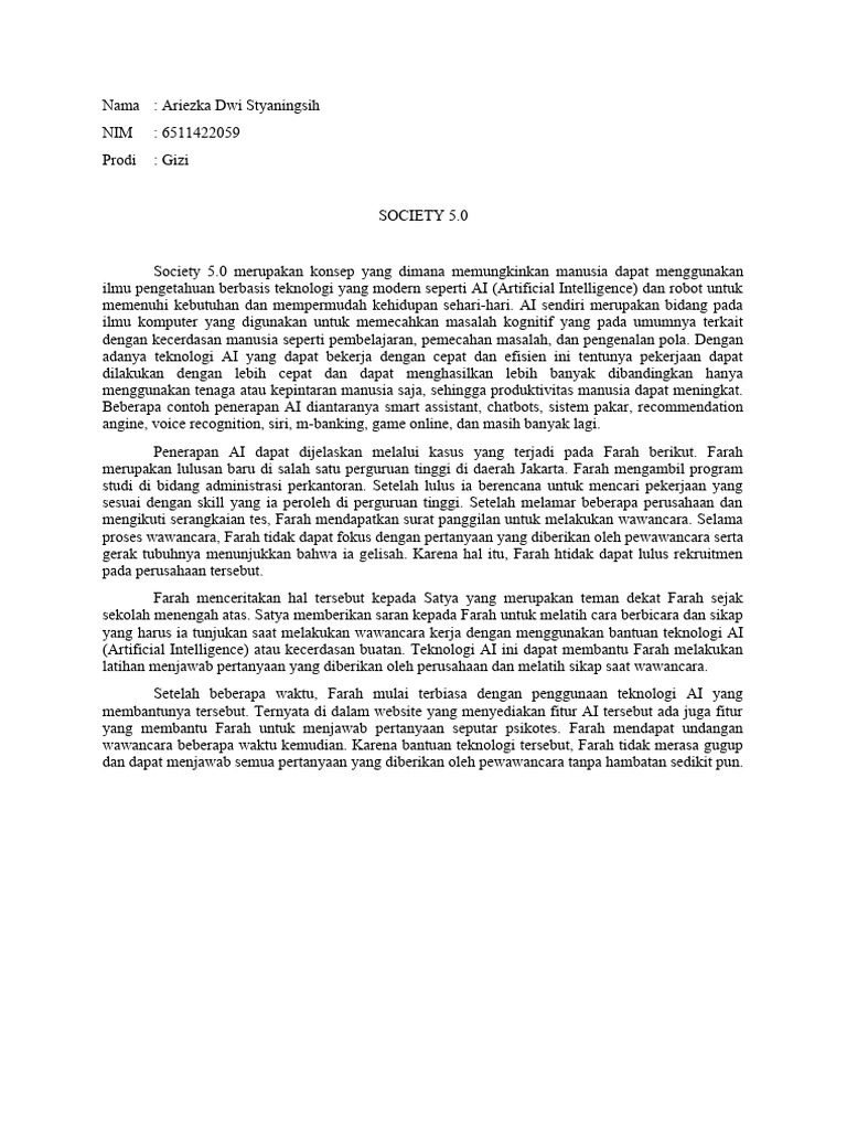 059 - Ariezka Dwi S LDK 1 | PDF | Karier & Perkembangan