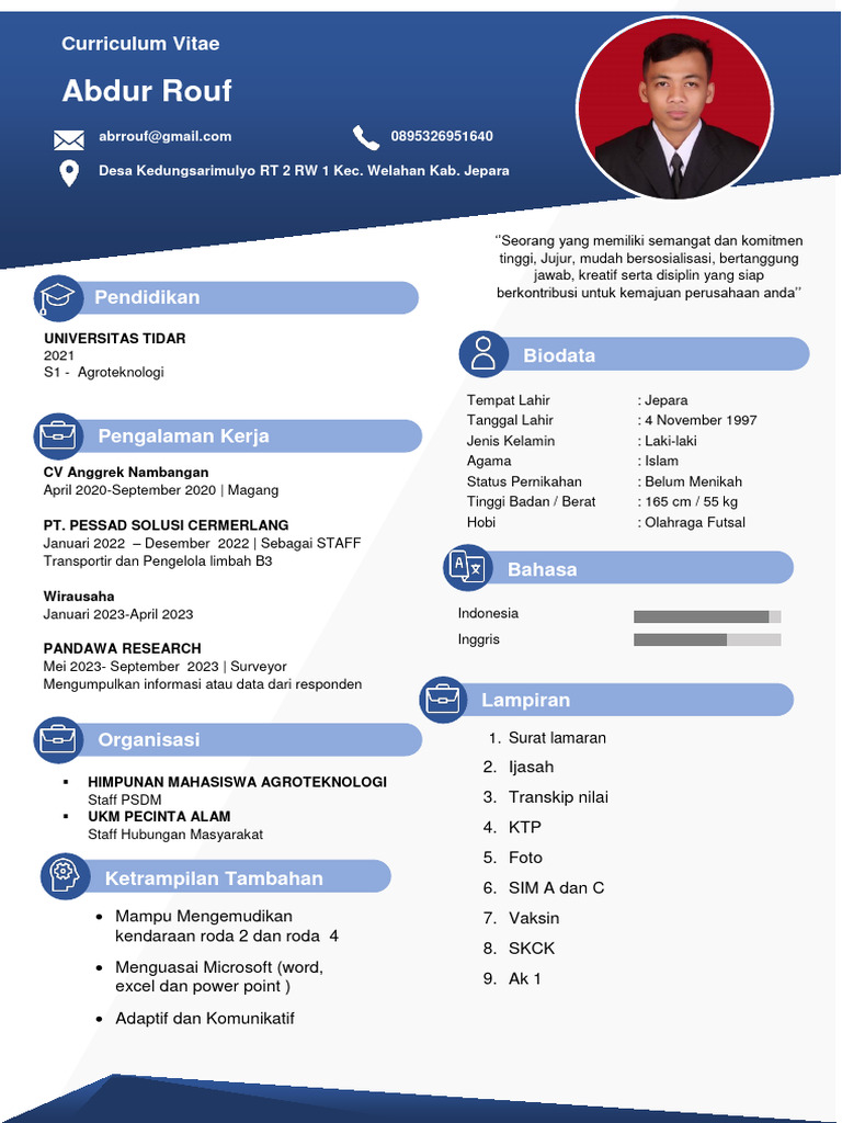 CV Abdur Rouf PT Surya Rengo Containers | PDF