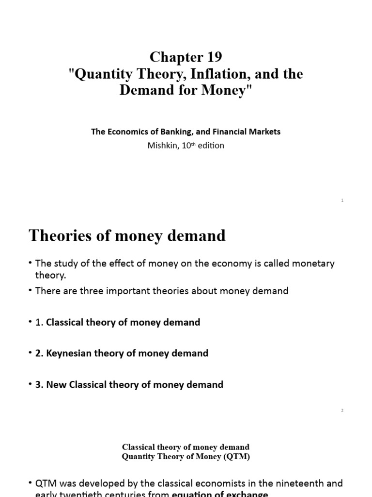 Chapter 21 "Quantity Theory, Inflation and The Demand For Money" | PDF ...