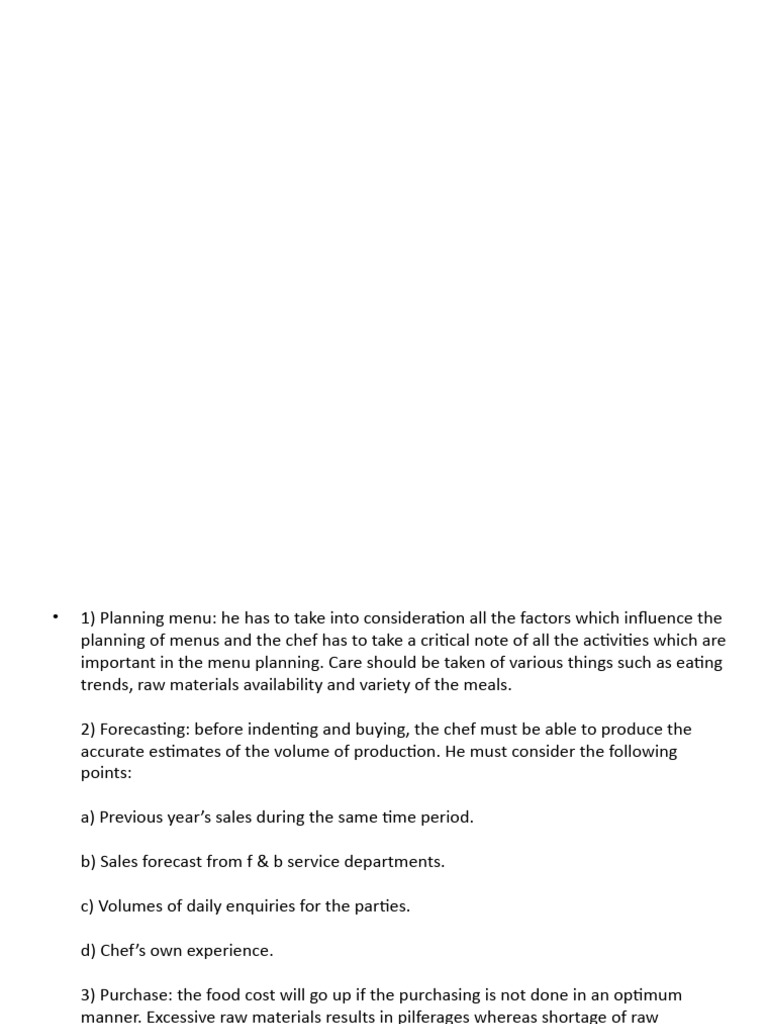 Duties and Responsibility of Executive Chef | PDF | Menu | Economies