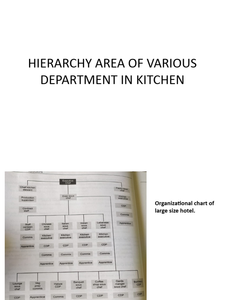 Kitchen Department Hierarchy Overview | PDF | Chef | Garde Manger