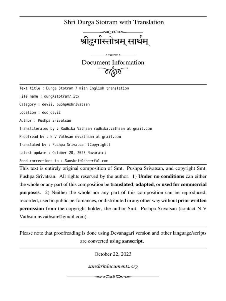 Durg Astotram 7 | PDF
