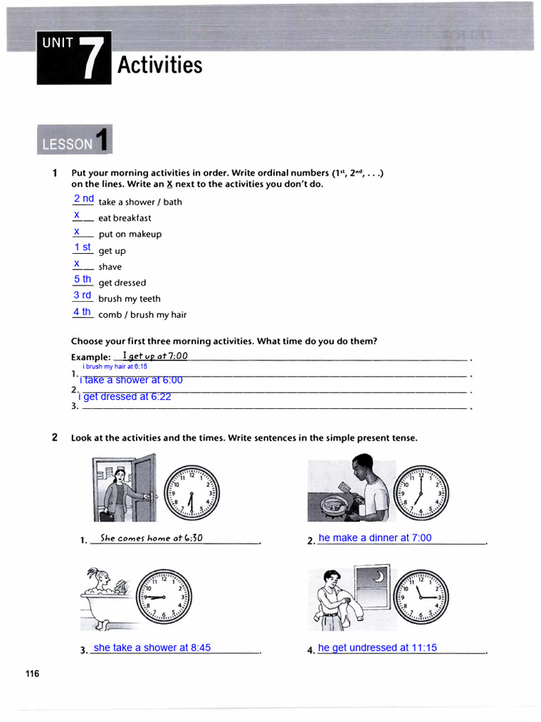 Unit 7 Workbook | PDF | Meal
