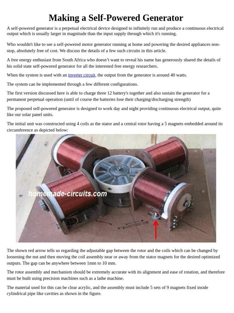Making A Self-Powered Generator | PDF | Inductor | Electric Generator