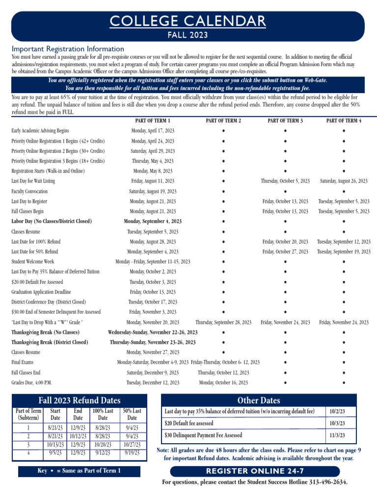 Academic Fall 2023 Calendar | PDF