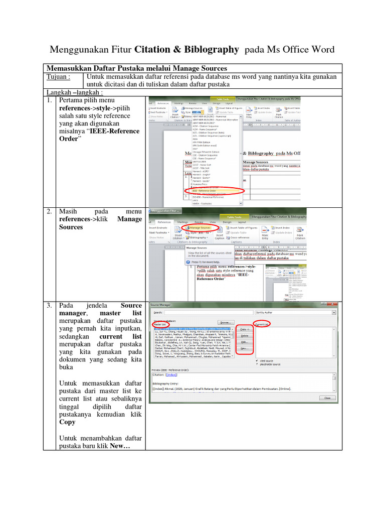 Menggunakan Fitur Citation Bibliography Pada Ms Office Word | PDF