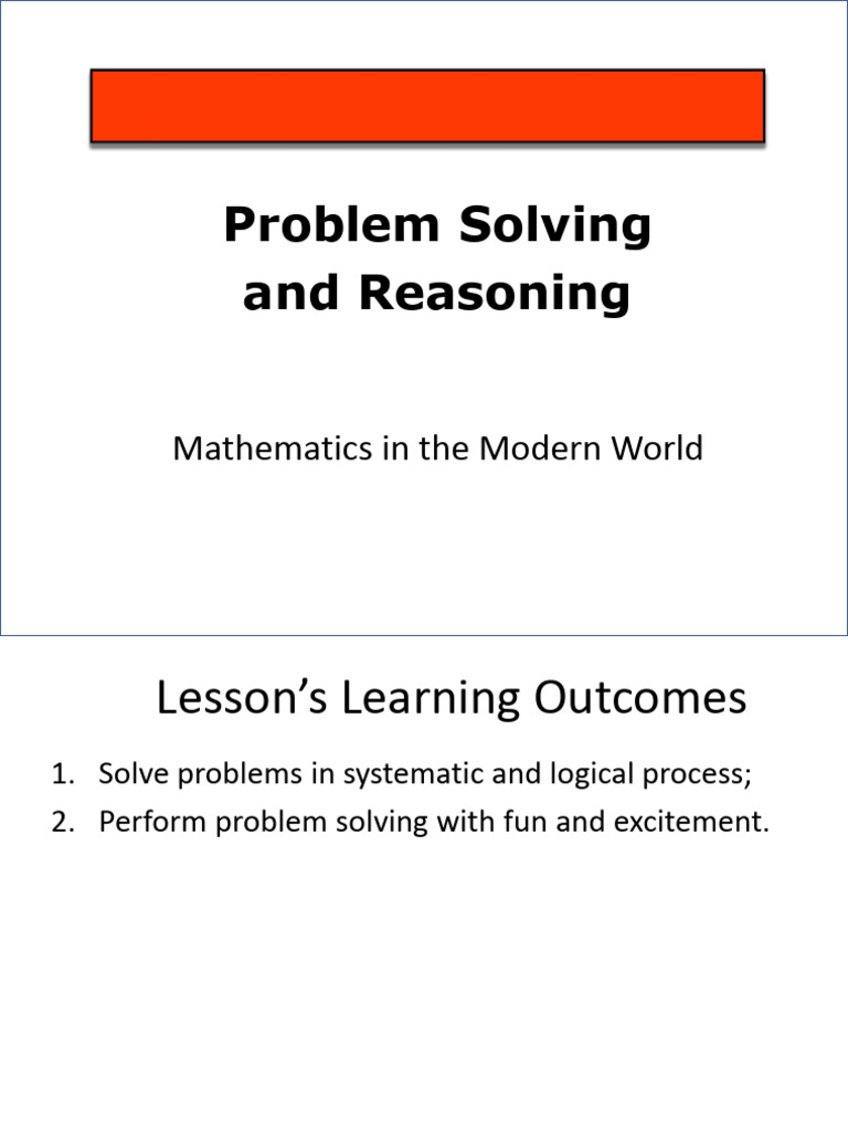 Problem Solving and Reasoning | PDF | Mathematics | Reason Problem Solving and Reasoning | PDF | Mathematics | Reason