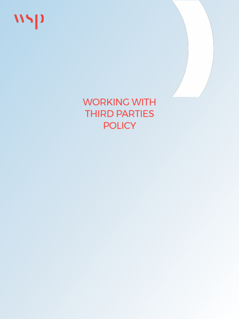 WSP Working With Third Parties en | Download Free PDF | Due Diligence ...