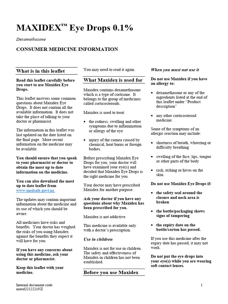 Maxidex Drops | PDF | Infection | Allergy