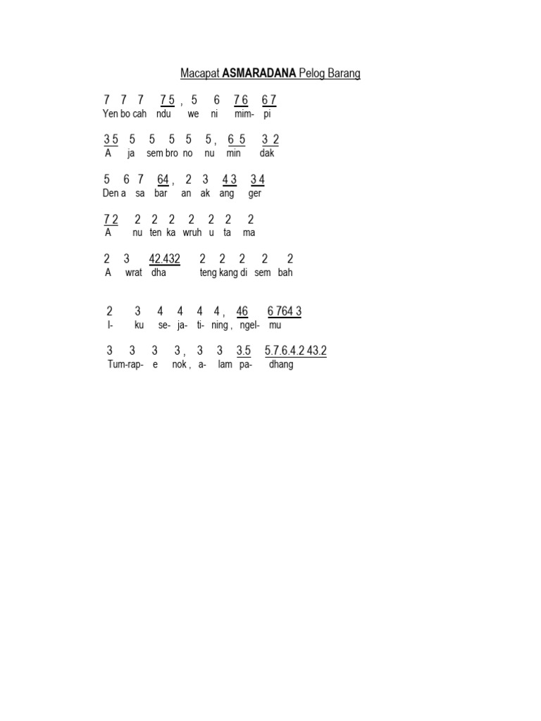Notasi Macapat | PDF