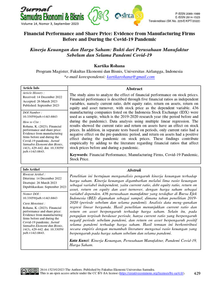 Financial Performance and Share Price Evidence Fro | PDF | Stocks | Income
