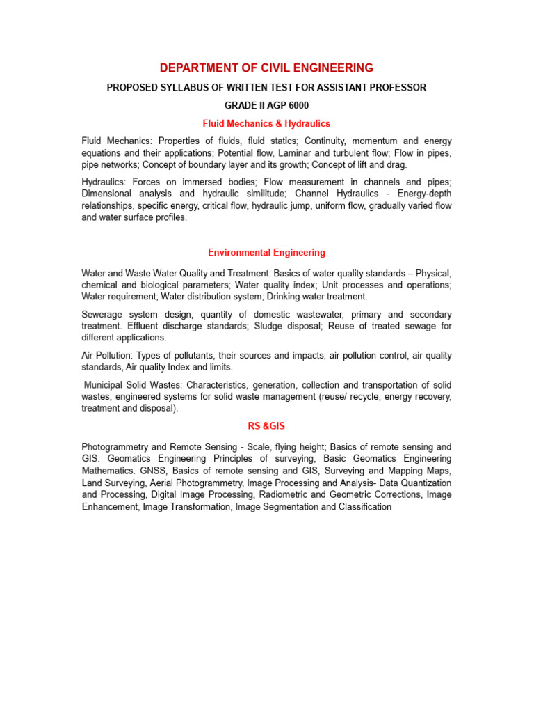 Civil Engineering Syllabus MANIT | PDF