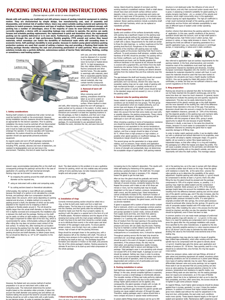 Packing Installation Instructions 2019 | PDF | Pump | Valve
