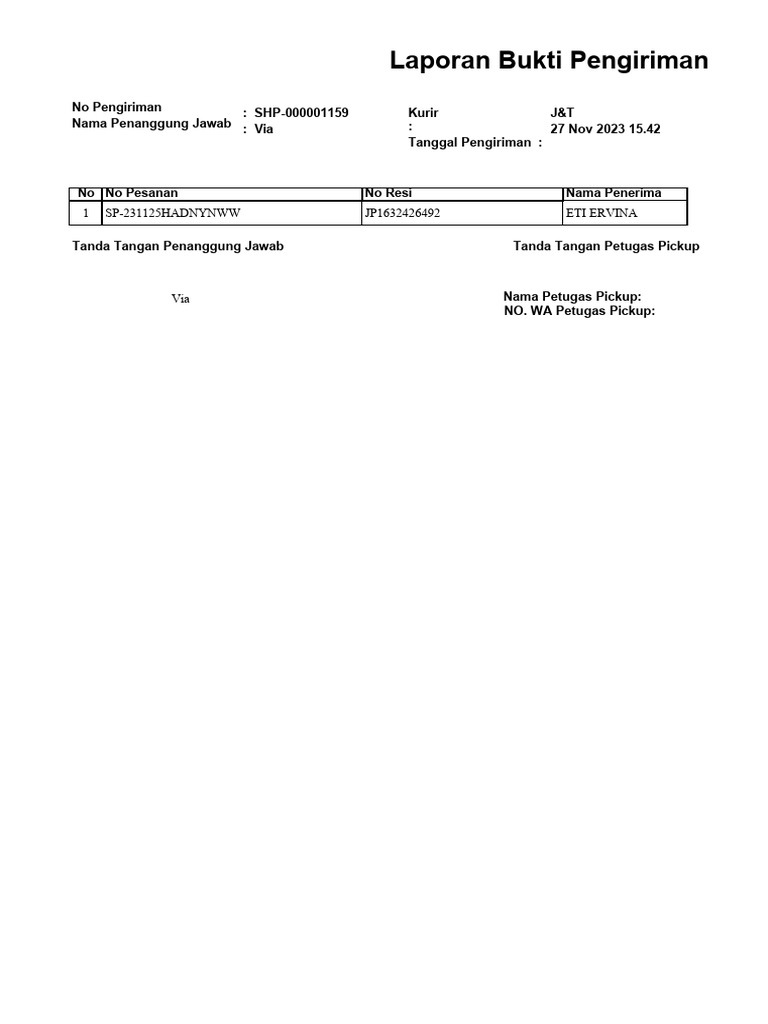 Surat Jalan JNT Manual | PDF