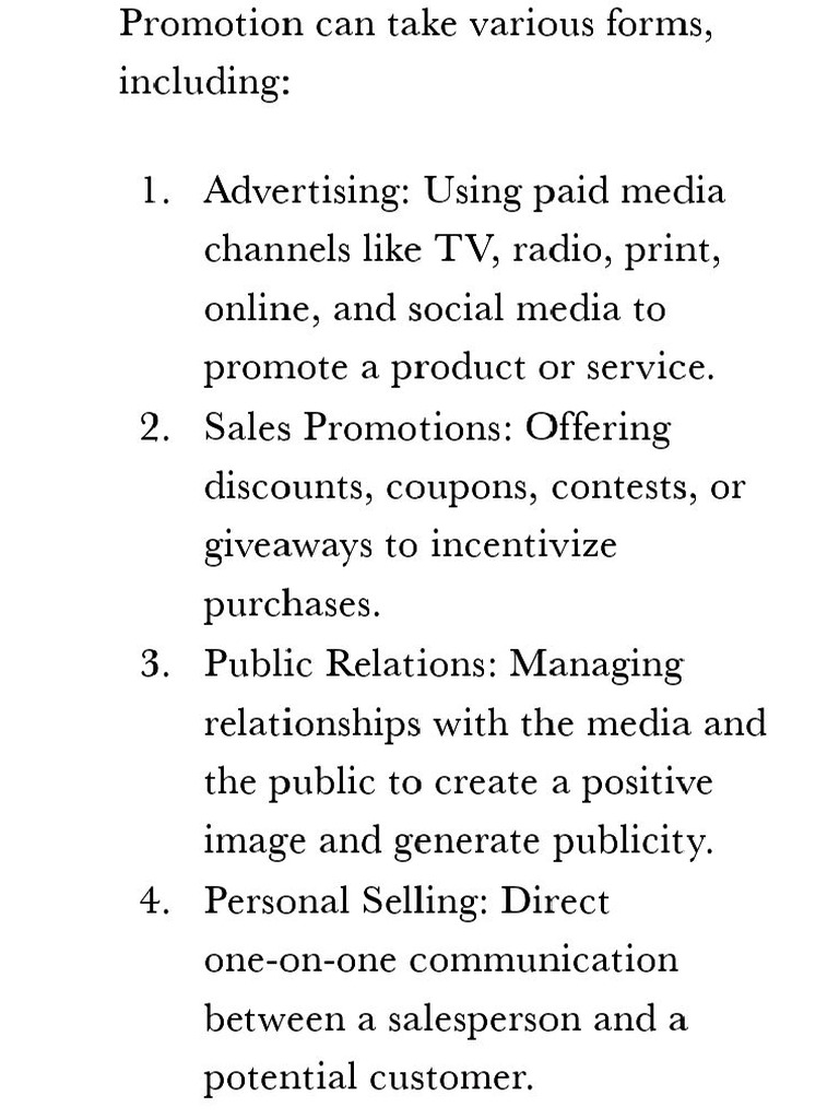 Forms of Promotion | PDF