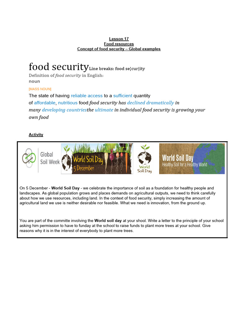 Understanding Food Security Concepts | PDF