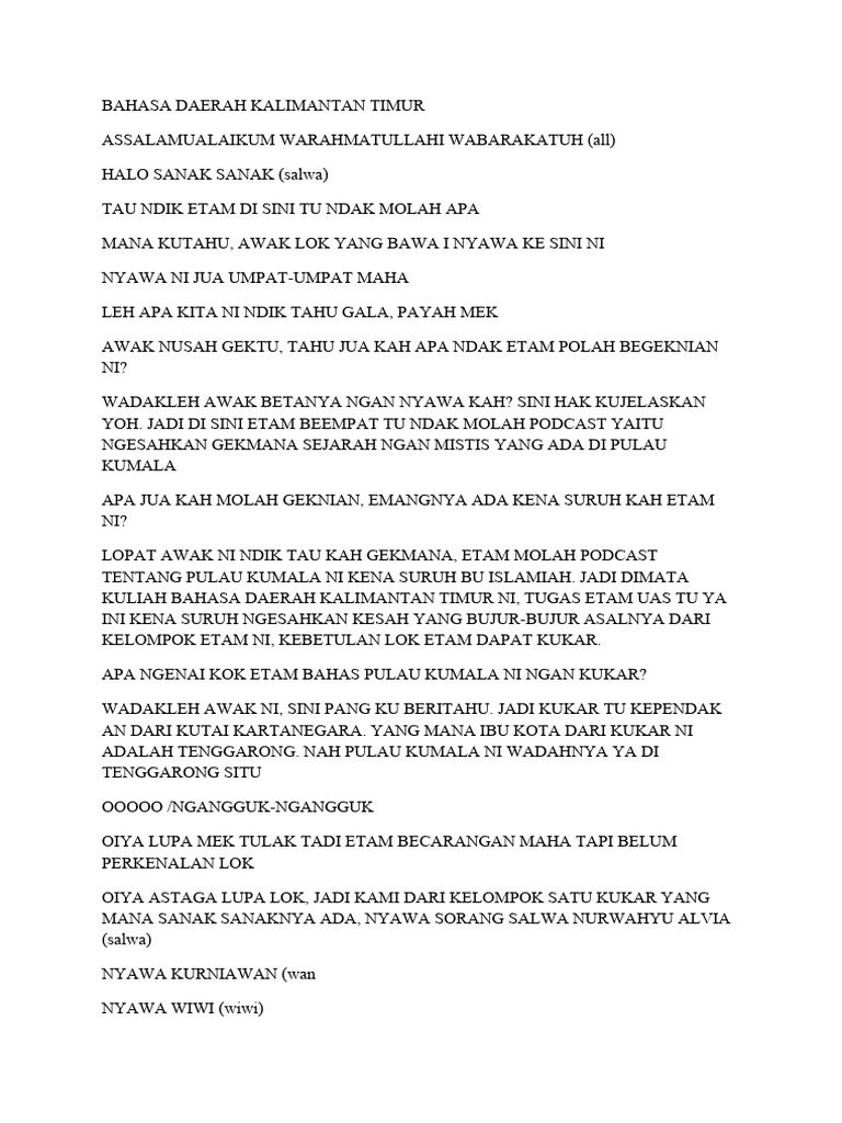 Bahasa Daerah Kalimantan Timur | PDF | Kajian Bahasa Asing | Seni