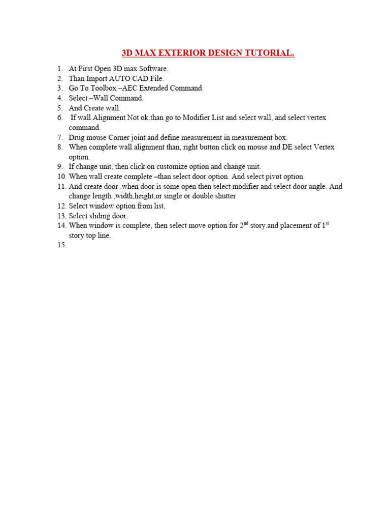 3d Max Exterior Design Tutorial | PDF