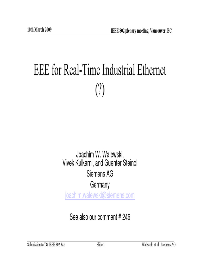 EEE For Real Time Indsutrial Ethernet | PDF | Telecommunications ...
