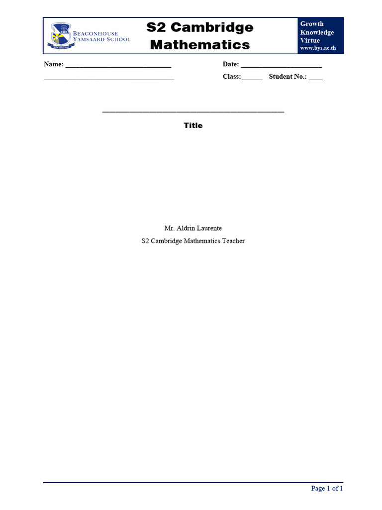 S2 Cambridge Mathematics Overview | PDF