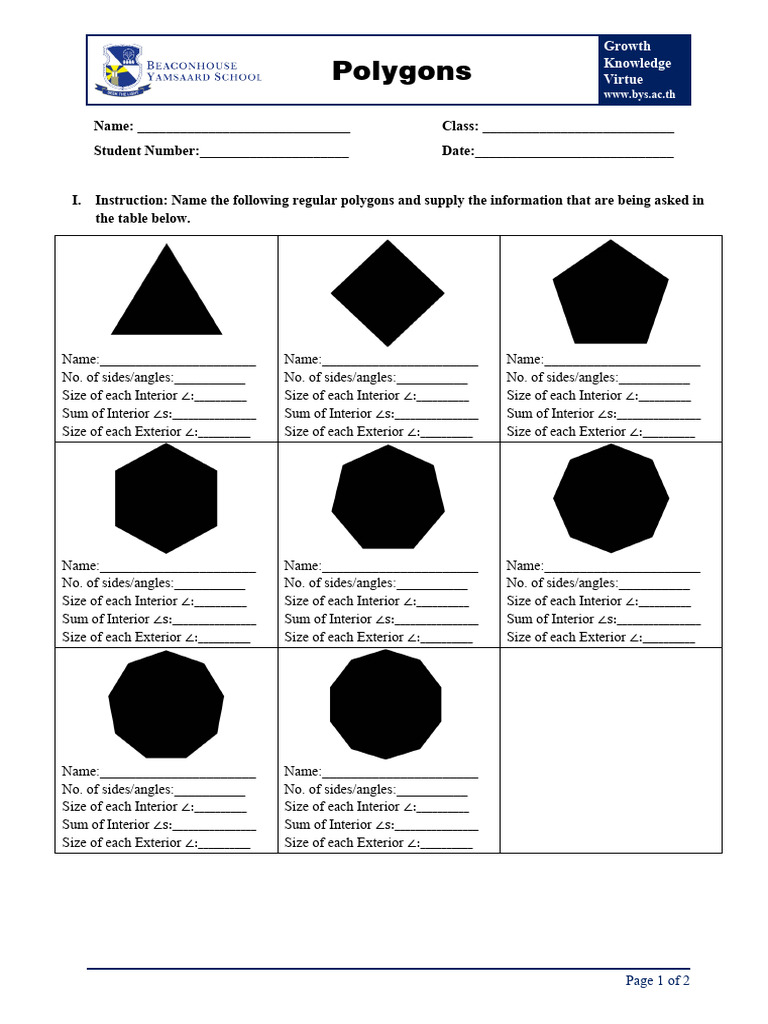 Worksheet S3 - Polygon | PDF | Angle | Euclidean Geometry