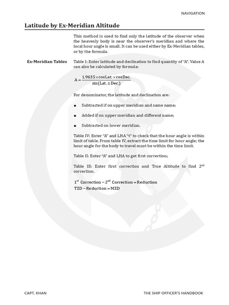 Latitude by Ex Meridian Altitude | PDF | Minute And Second Of Arc ...