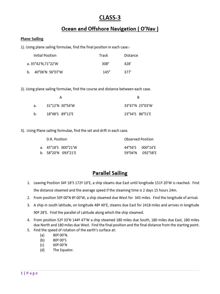 CLASS-3 Ocen and Offshore Q | PDF | Longitude | Geodesy