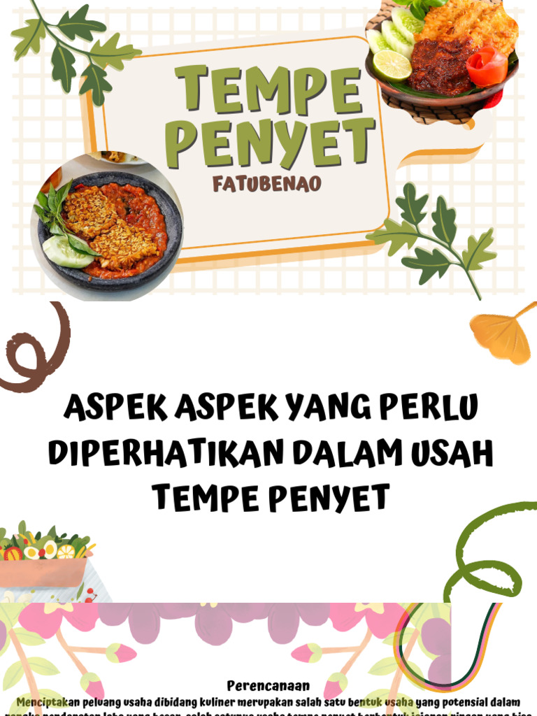 Peluang Usaha Tempe Penyet Kreatif | PDF | Memasak, Makanan, & Anggur