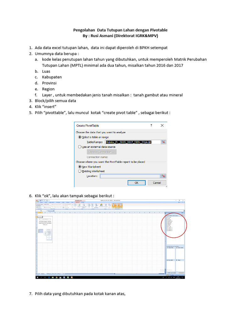 Pengolahan Data Tutupan Lahan Menggunakan Pivot Table | PDF