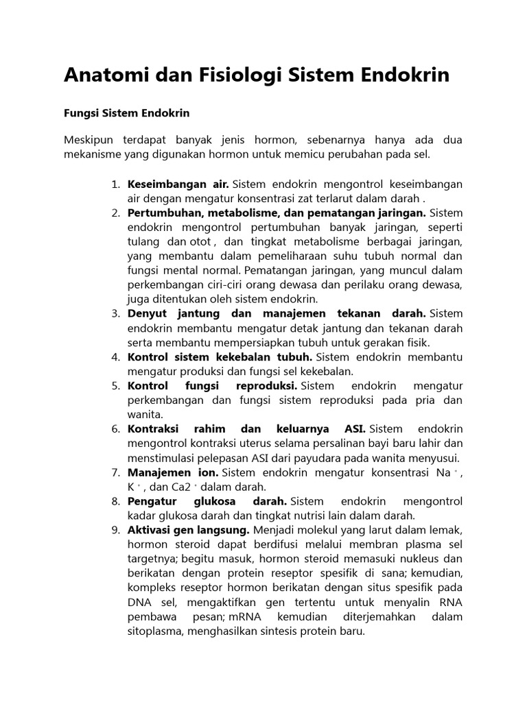 Anatomi Dan Fisiologi Sistem Endokrin | PDF