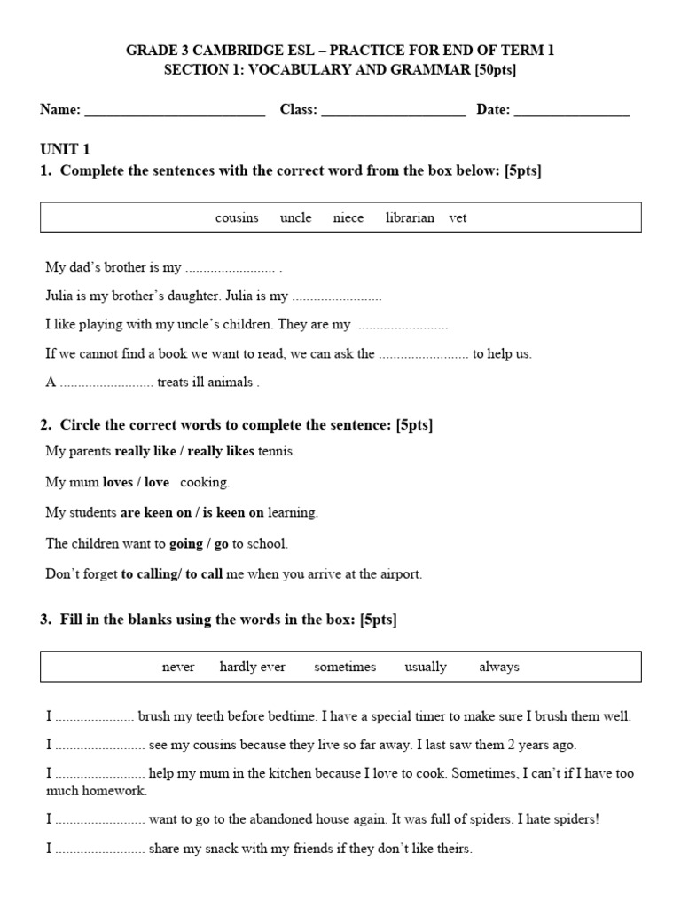 Stage 4 Esl Eot1 Practice | PDF | Chocolate