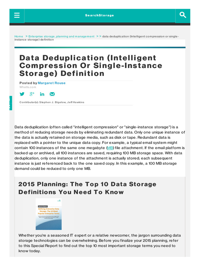 Searchstorage Techtarget Com Definition Data-Deduplication | PDF ...