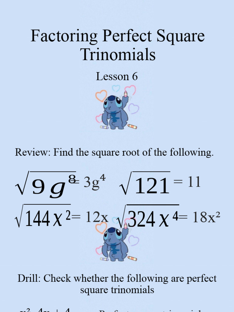 Factoring Perfect Square Trinomials Pdf Teaching Methods And Materials Science And Mathematics