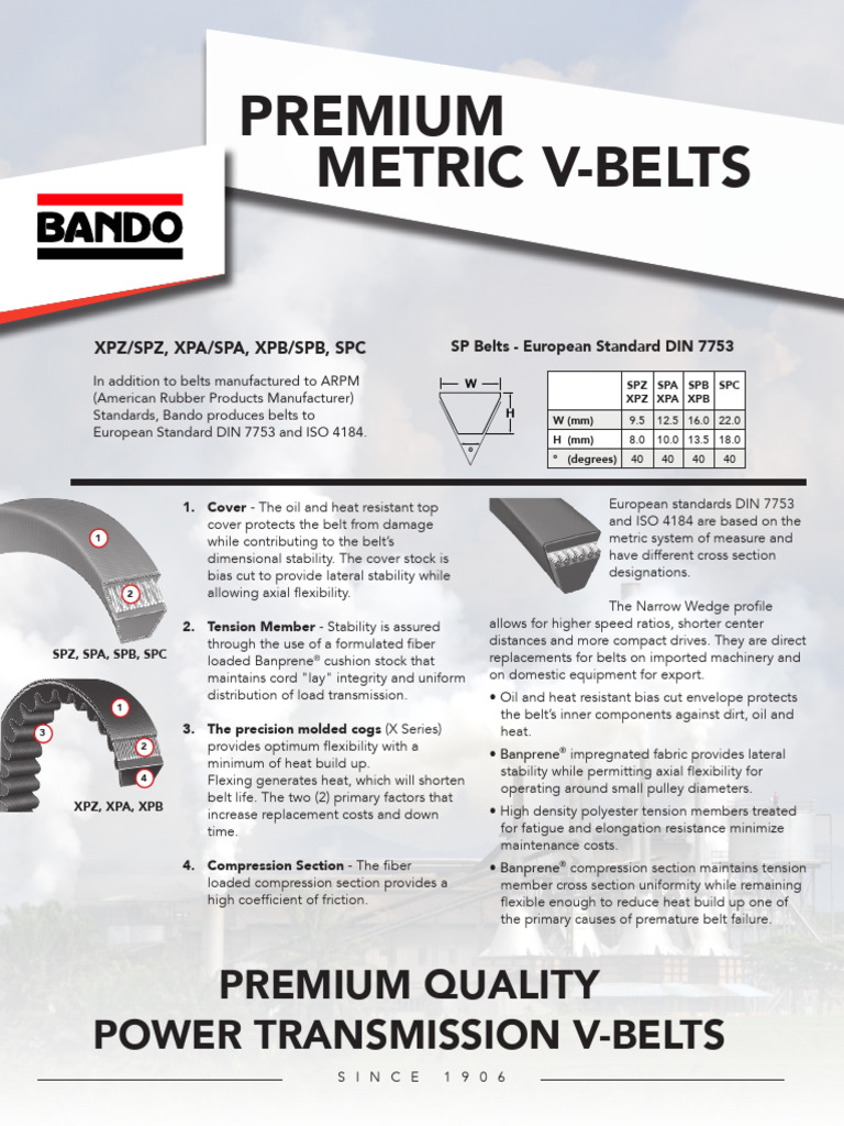 1466 - BUI-1000 - Metric-V-Belts-v2 (Bando) | PDF | Belt (Mechanical) | Mechanical Engineering